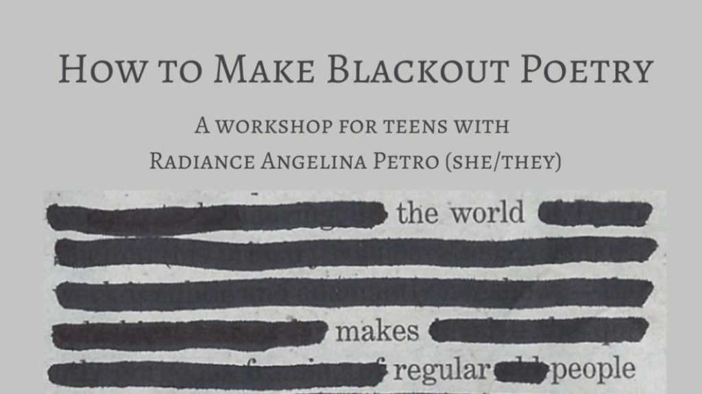 Blackout Poetry Workshop (for teens) - Glenside Local