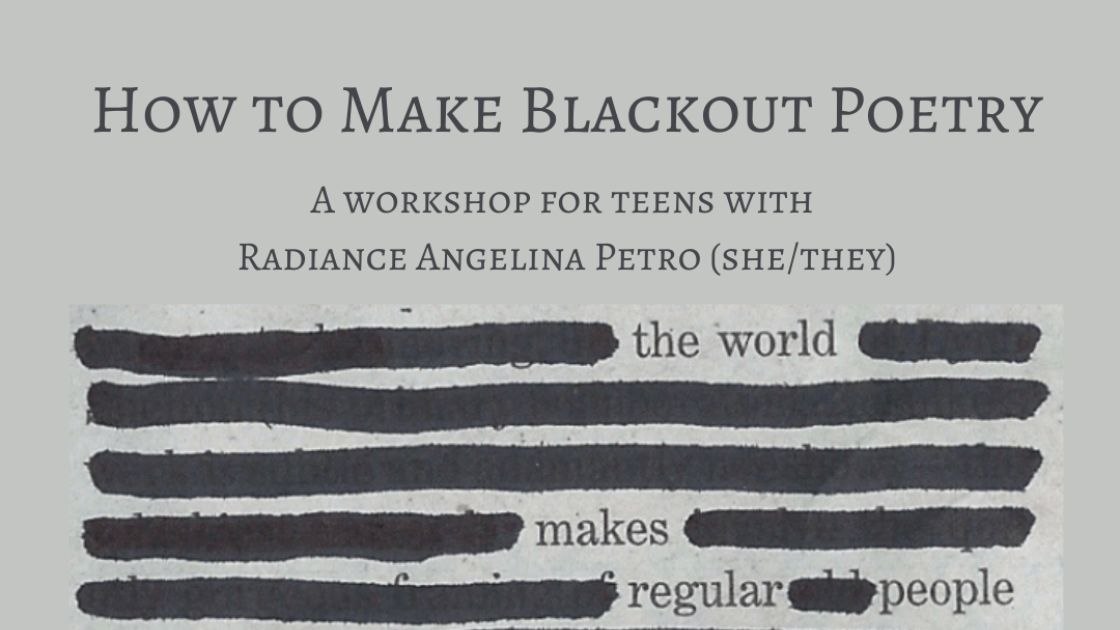 Blackout Poetry Workshop (for teens) - Glenside Local