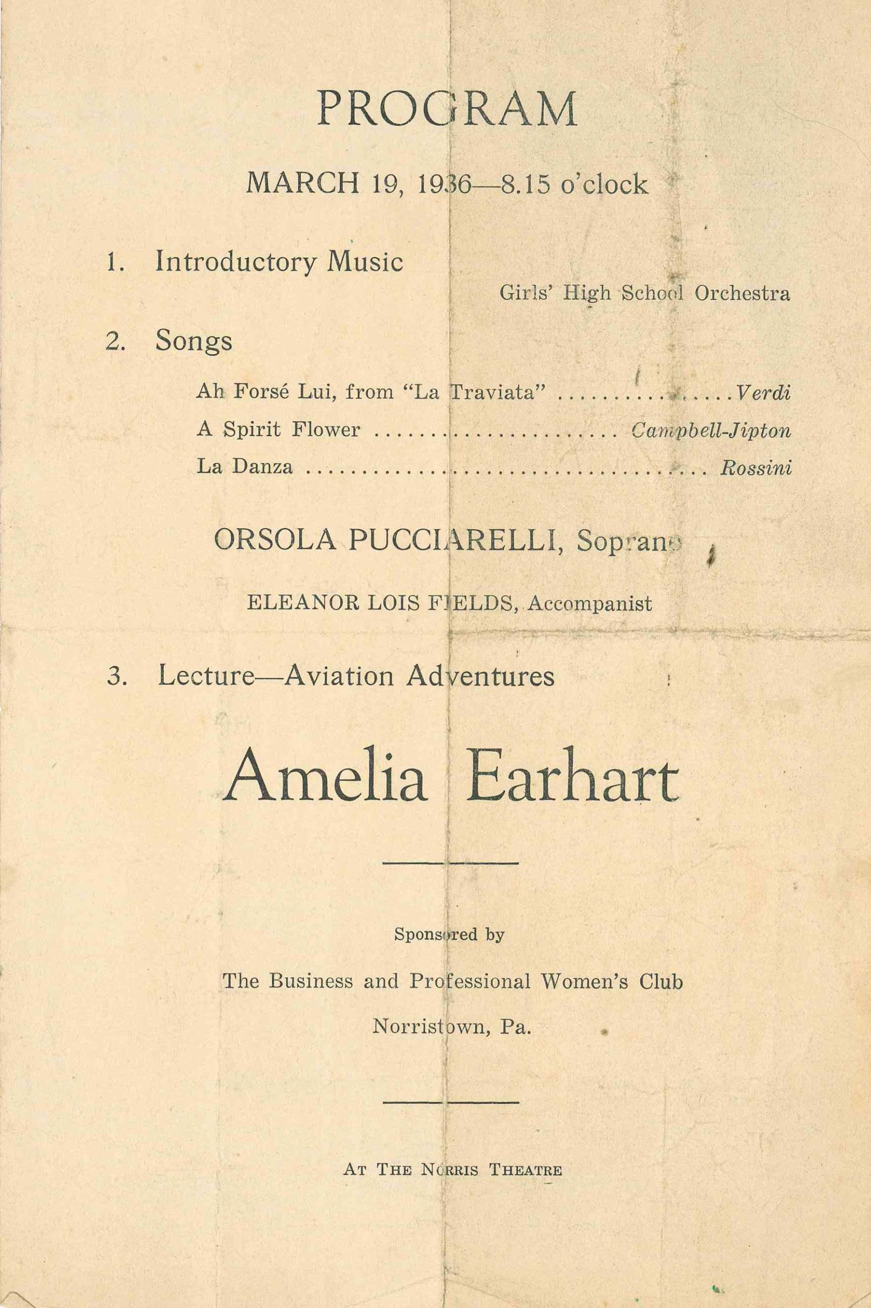 Aviation pioneer Amelia Earhart, once a student at the Ogontz School ...