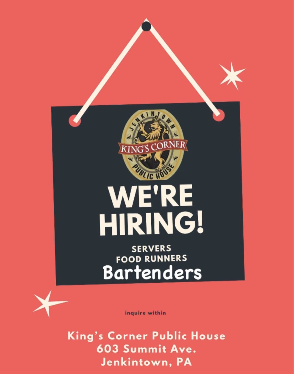 King's Corner in Jenkintown looking to fill several open positions ...