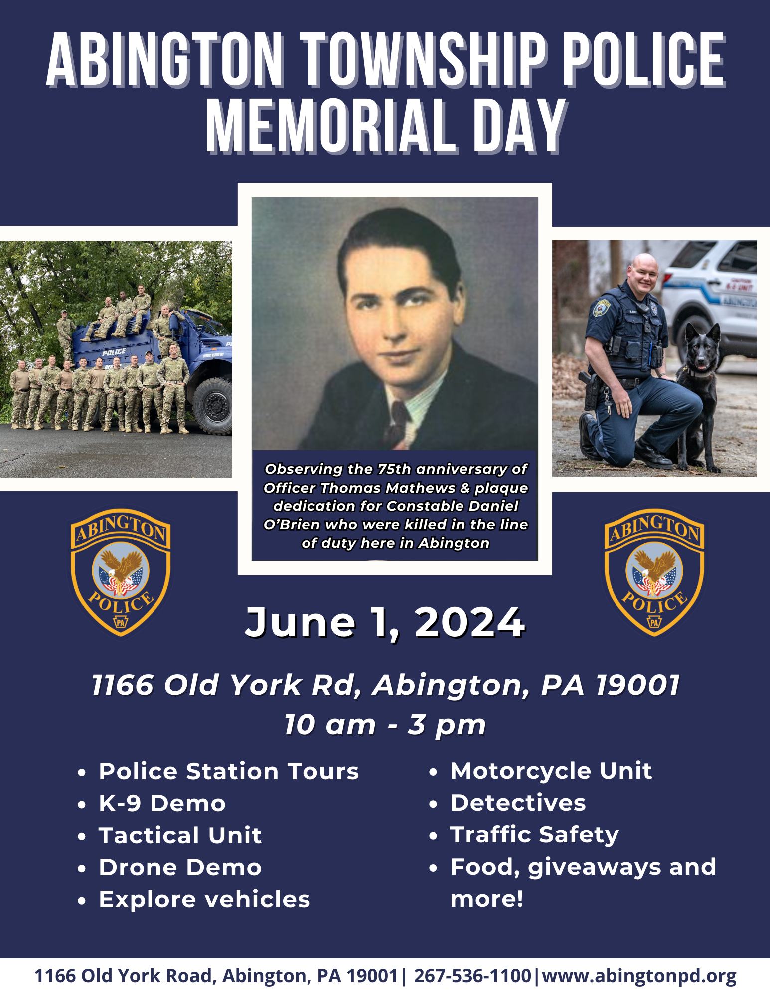 Abington police announce details for Memorial Day, township now ...