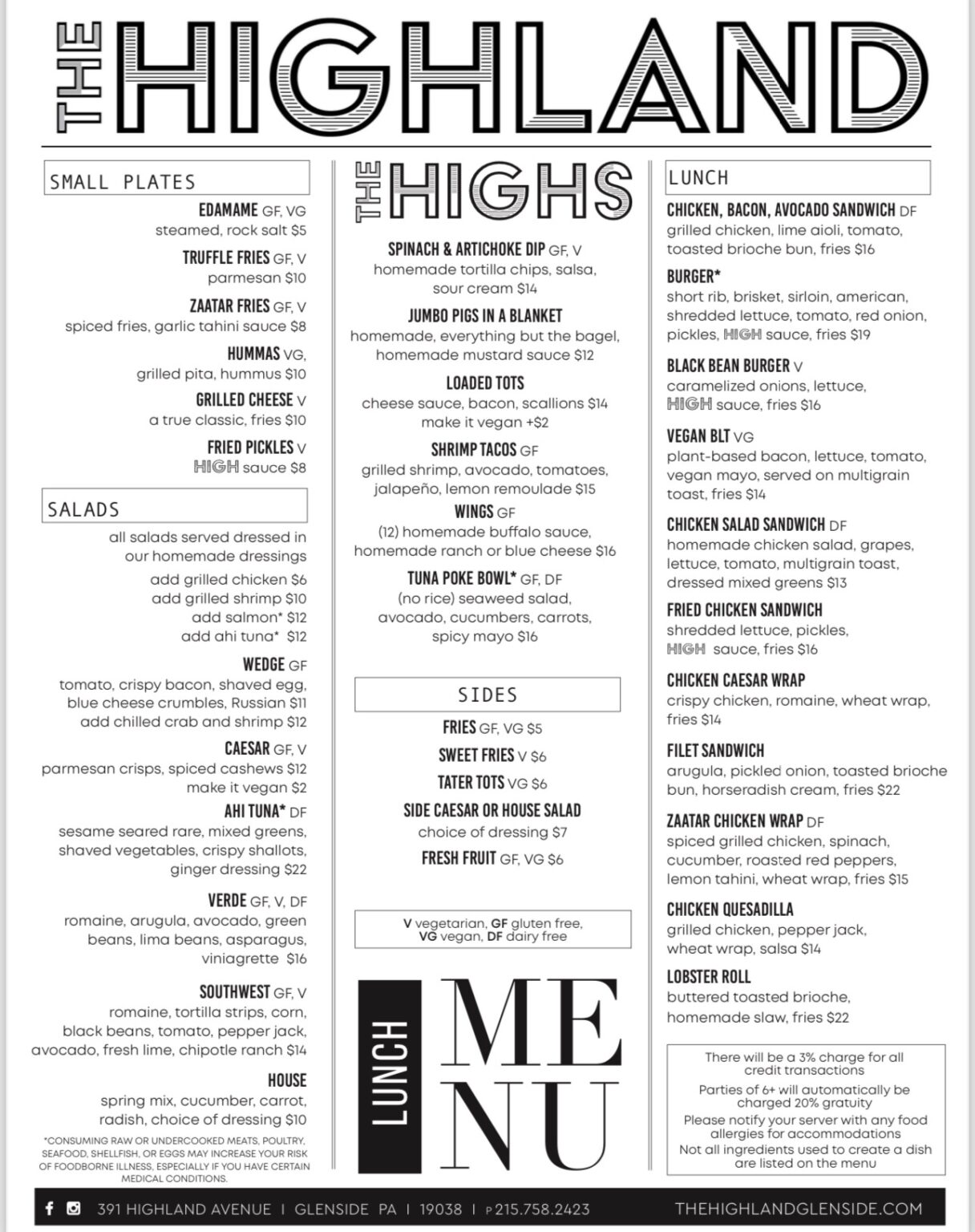 The Highland Restaurant and Bar in Glenside launching new lunch menu ...