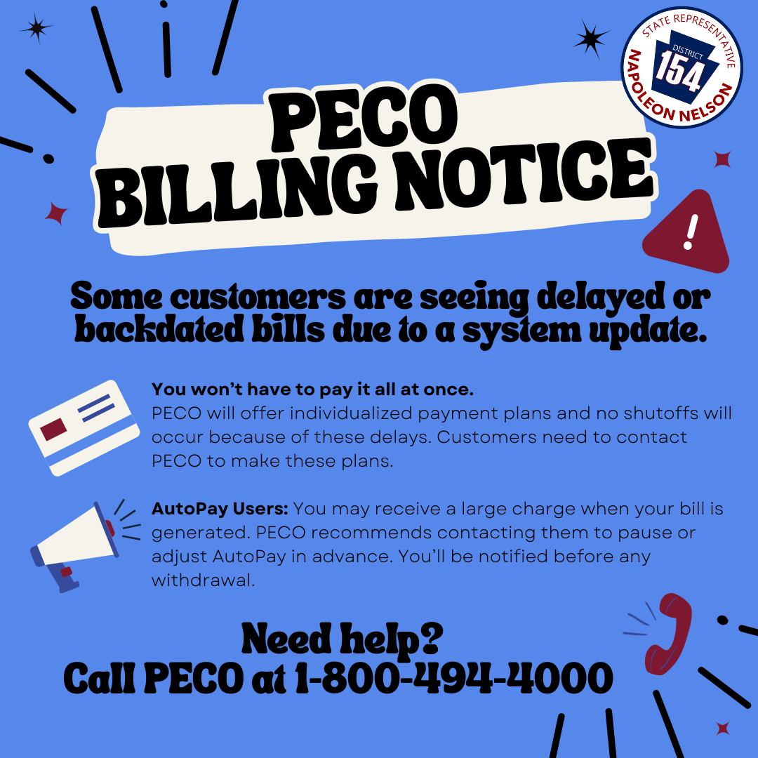 Rep Nelson co-signs letter to PECO to address ongoing delayed/backdated ...