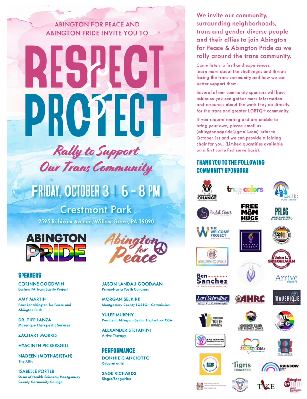 Respect & Protect Event flyer - Glenside Local
