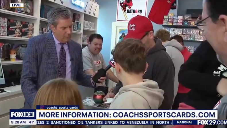 Coach's Sports Cards in Hatboro visited by FOX29's Bob Kelly - Glenside ...